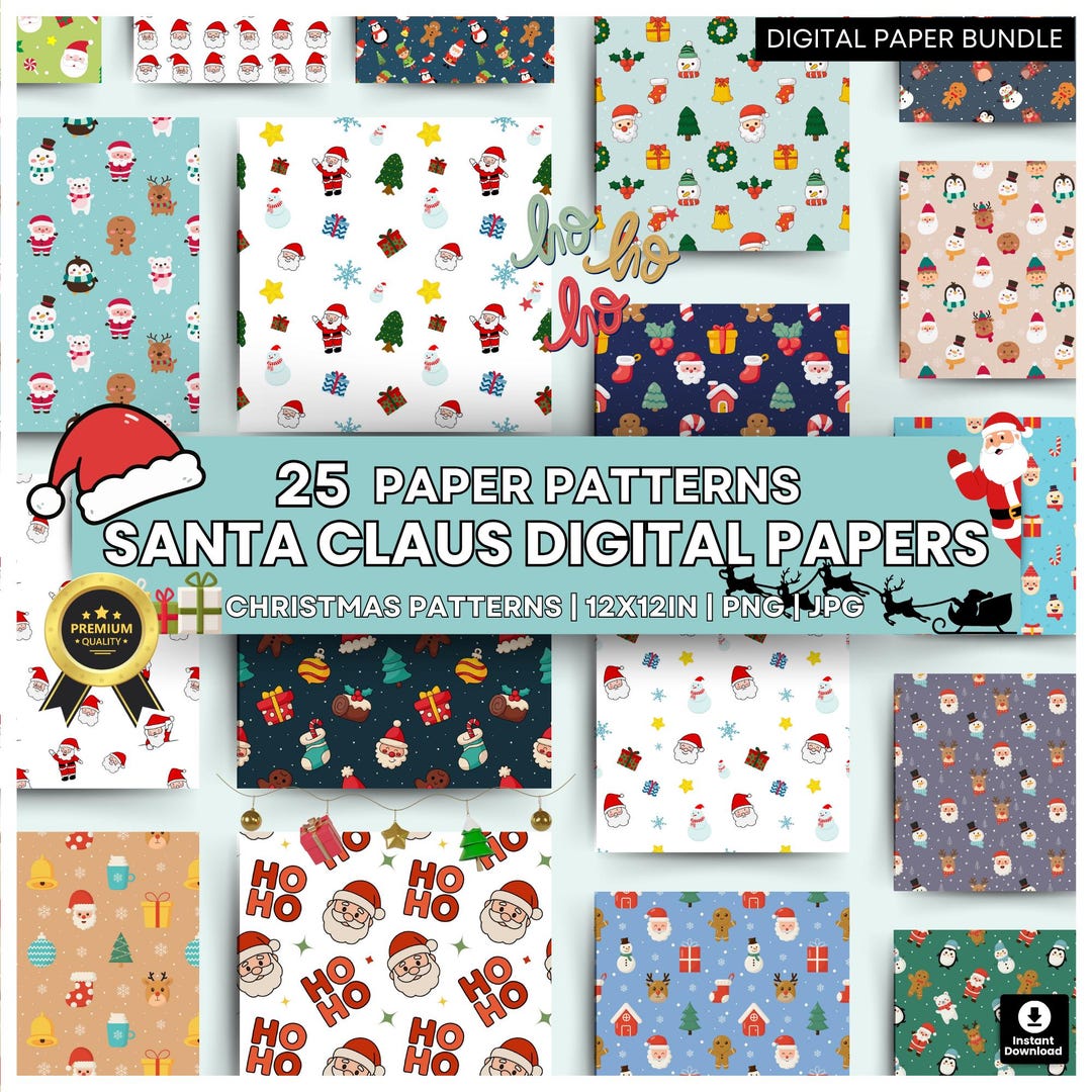 Santa Digital Paper – Jolly Claus Patterns – Santa Claus Backgrounds ...