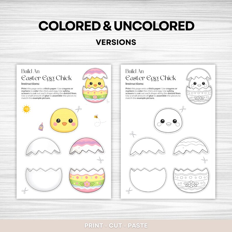 Easter Egg Craft Printable – Build a Chic in Easter Egg – Kids Cut and ...