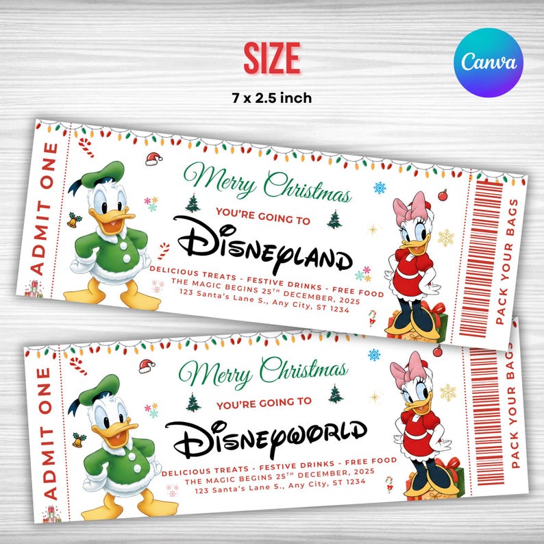 Editable Christmas Disneyland Ticket – Disneyworld Ticket Template ...