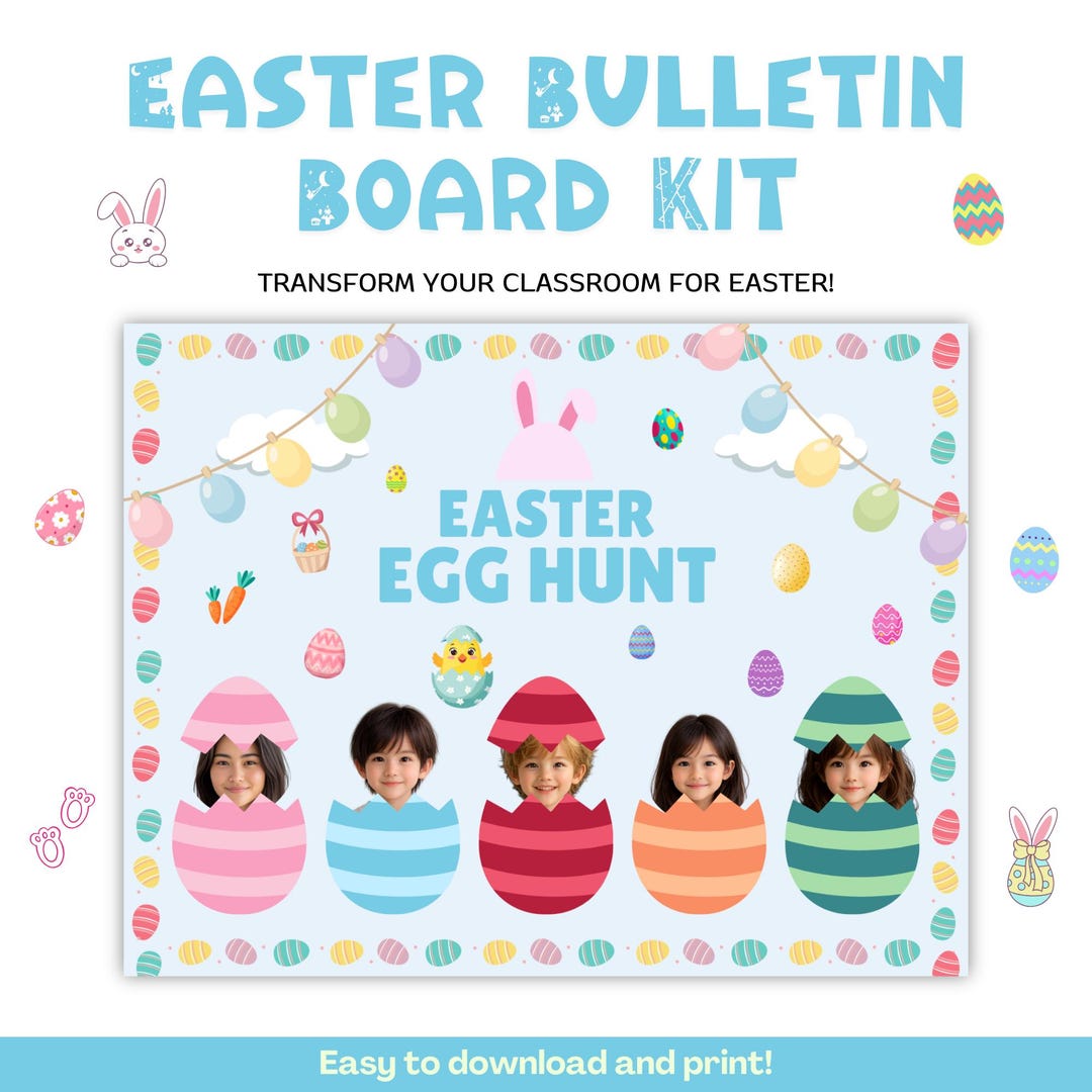 Easter Bulletin Board Kit – Easter Egg Hunt Bulletin – Easter Classroom ...