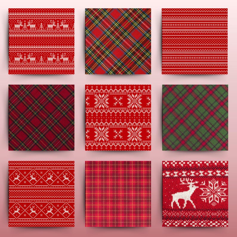 Christmas Plaid Digital Papers – Christmas Patterns – Whimsical ...