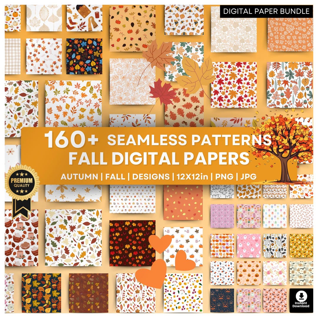 Fall Digital Paper - Autumn Digital Seamless Paper - Fall-themed ...