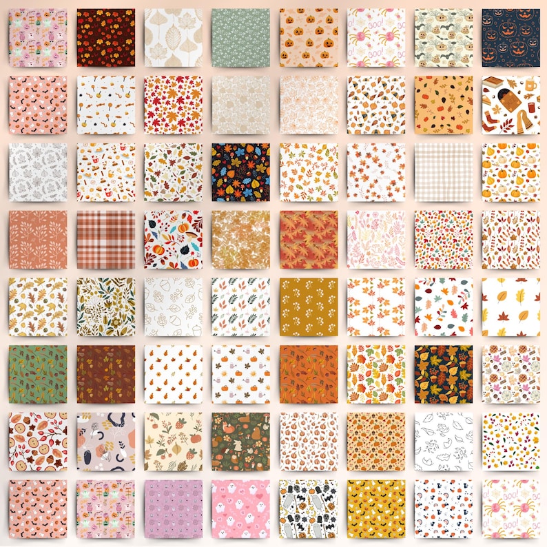 Fall Digital Paper - Autumn Digital Seamless Paper - Fall-themed ...