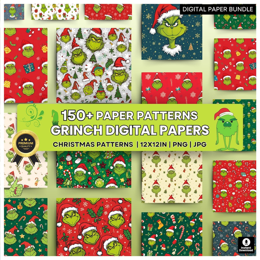 Christmas Grinch Digital Papers – Whoville Patterns – Grinch Patterns ...