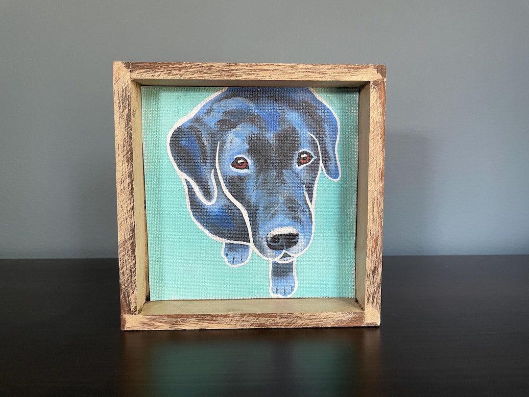 Black Lab Painting for Shelf Home Decor for Dog Owner Gift for Lab Mom ...