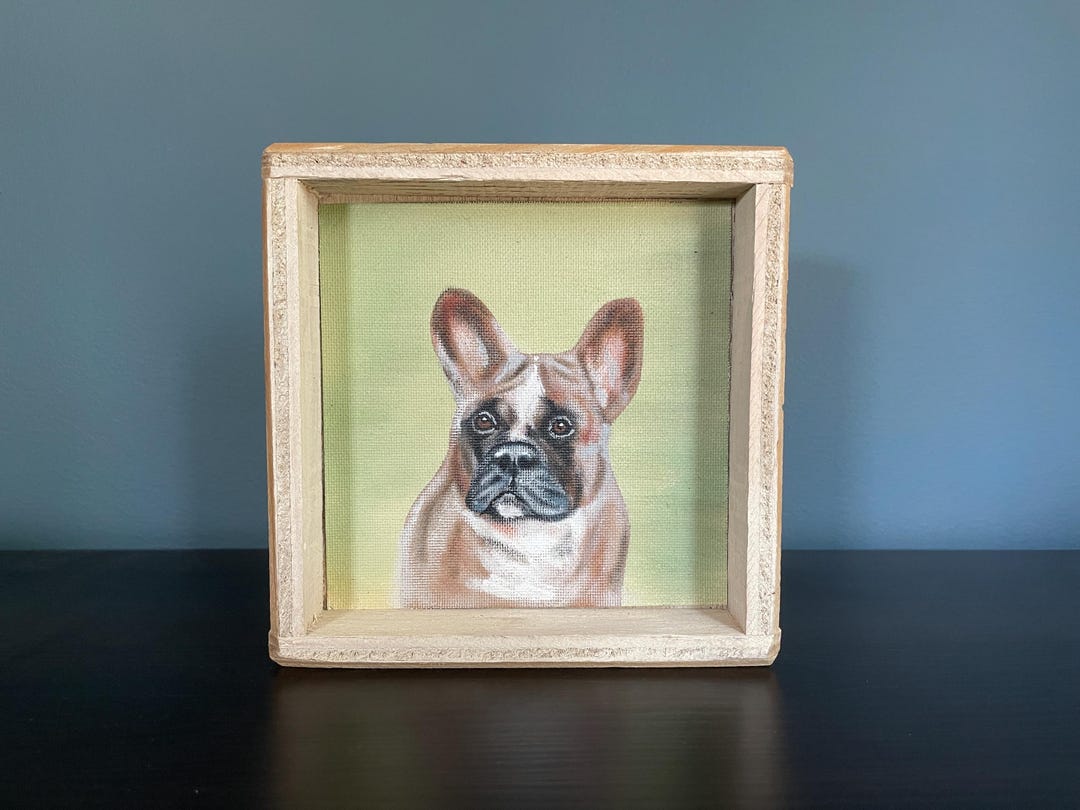 French Bulldog Painting Frenchie Framed Art for Shelf Dog Owner Home ...