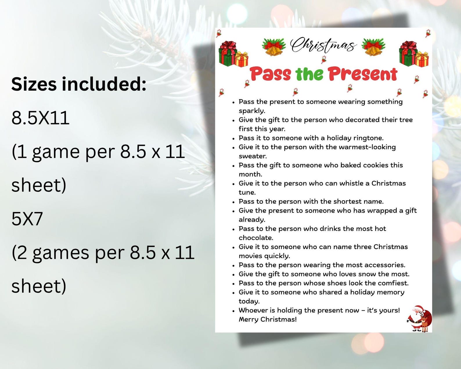 Christmas Pass the Present Game, Pass the Prize Christmas Gift Exchange ...