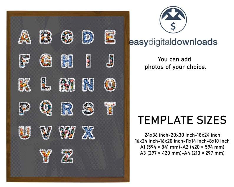 Canva Editable Alphabets, Letters Canva Template, Canva Frames, A-Z ...