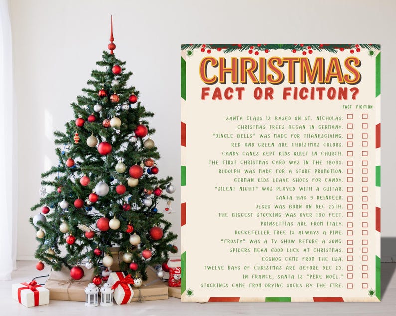 Christmas Fact or Fiction Game, Fact or Fable Christmas Party Game ...