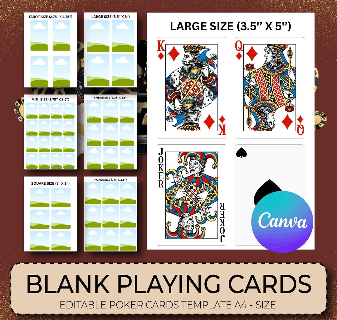 Poker Card Canva Editable Template, Editable Trading Card, Blank ...