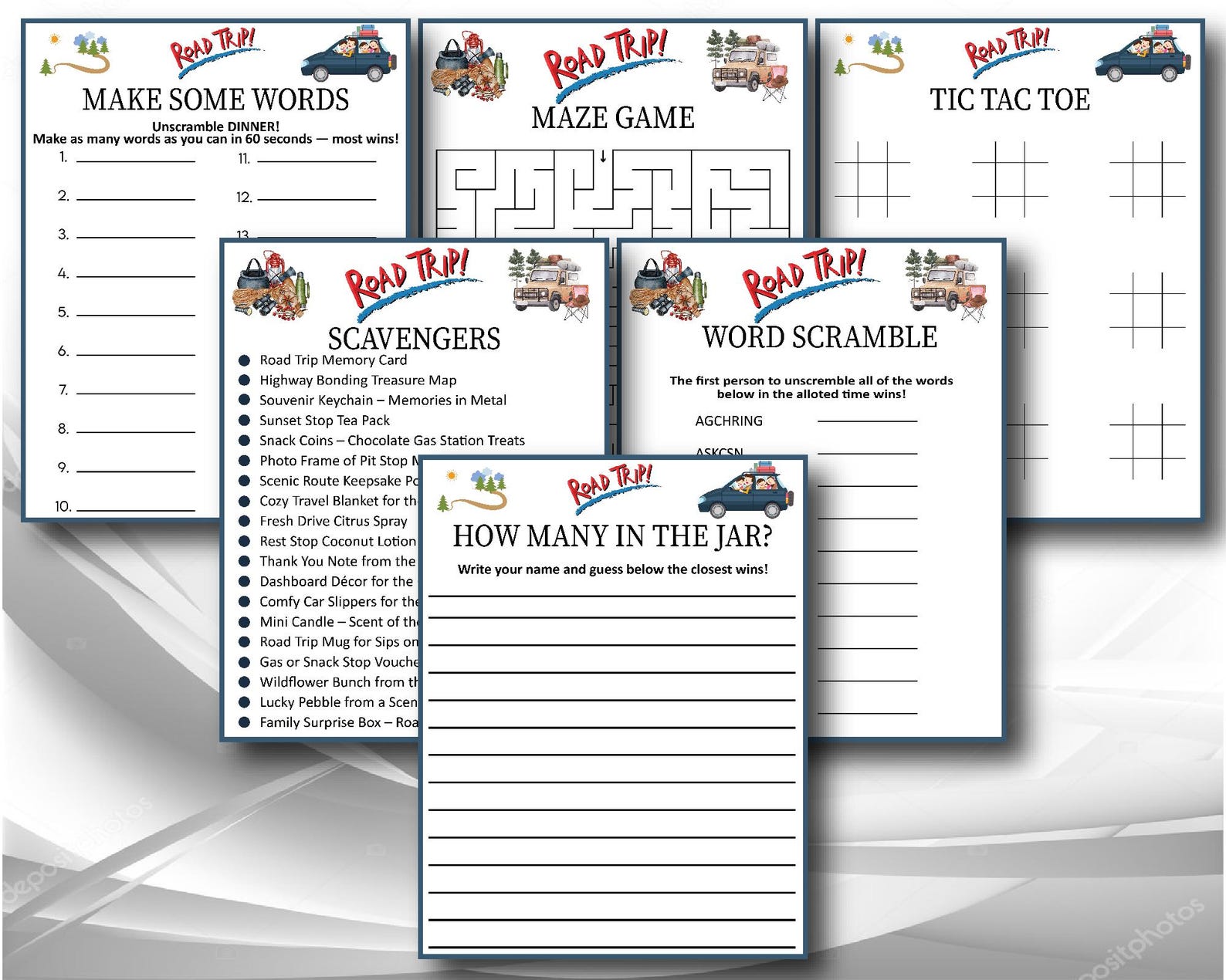 20 Road Trip Party Games, Travel Activities Pack, Road Trip Games ...