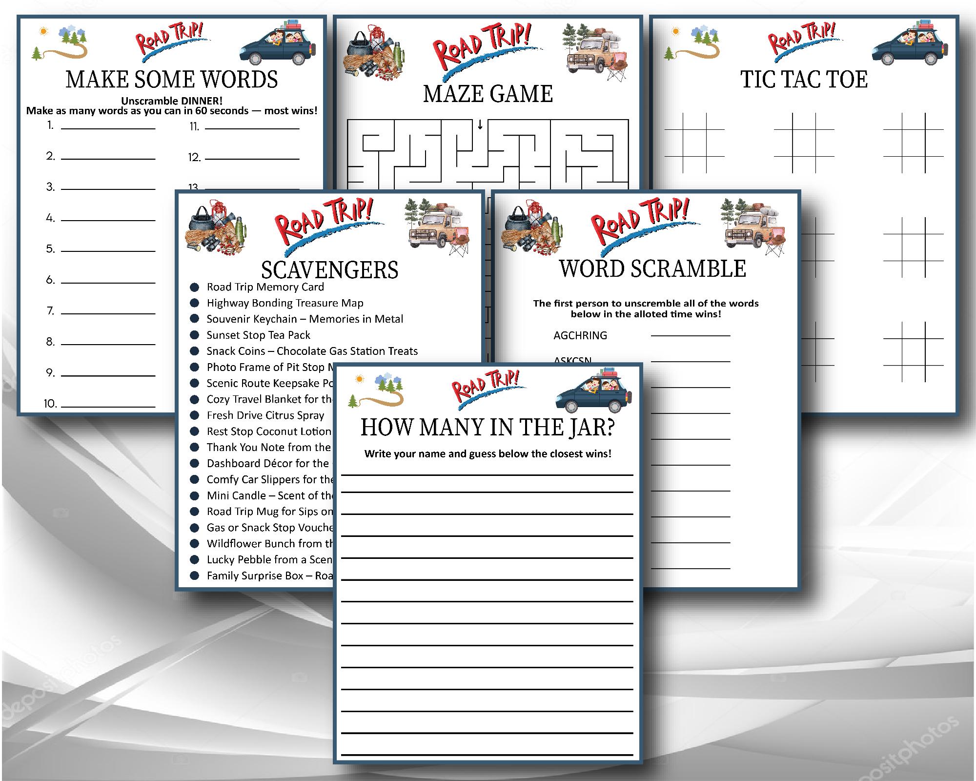 20 Road Trip Party Games, Travel Activities Pack, Road Trip Games ...