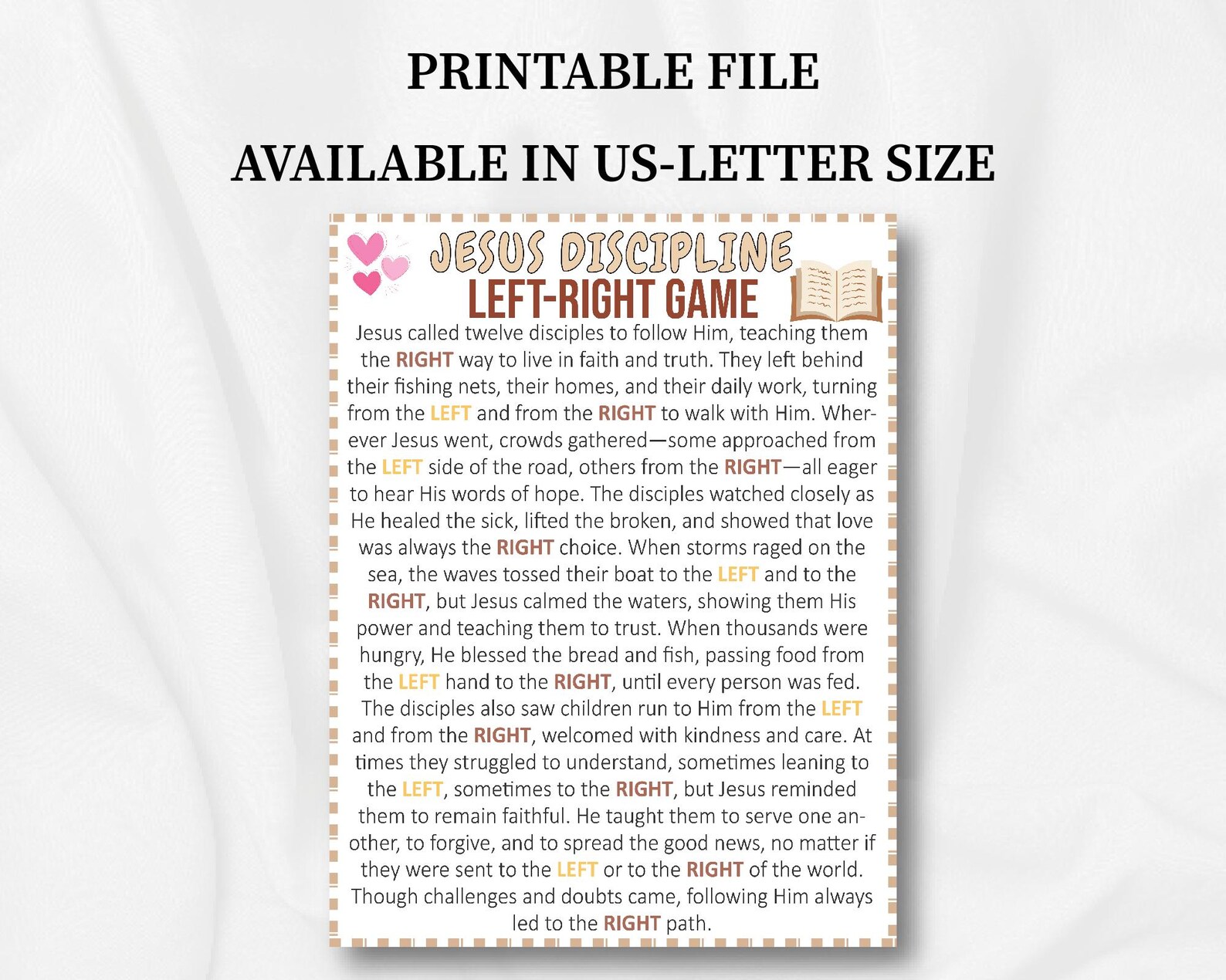 Jesus Discipline Bible Left Right Game, Sunday School Church Games ...