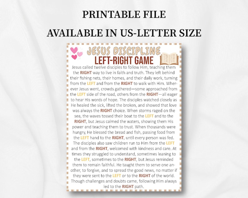 Jesus Discipline Bible Left Right Game, Sunday School Church Games ...
