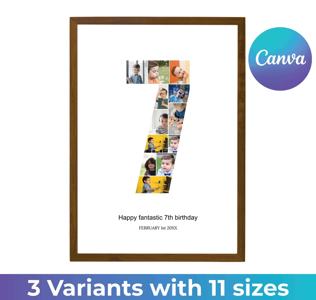 Number 7 Photo Collage, Personalized 7 Gift, Collage of Photos ...