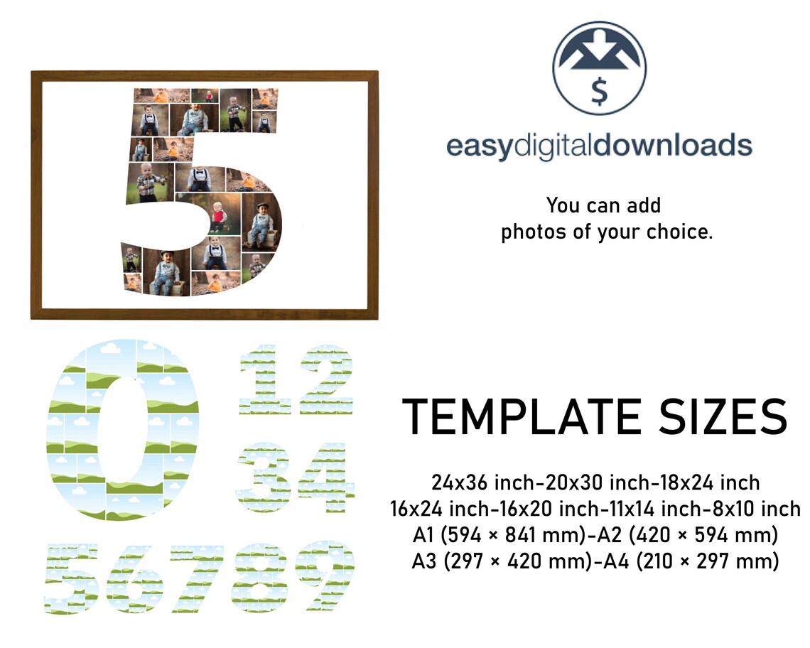 Canva Frames Template, Editable Canva Template, Numbered Photo Collage ...
