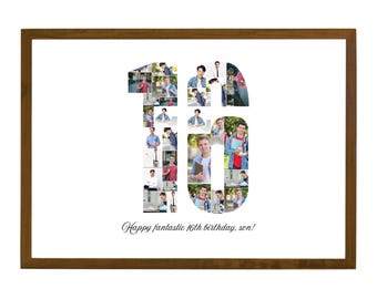 16th Birthday Photo Collage, 16th Birthday Gift, Birthday Number 16 ...