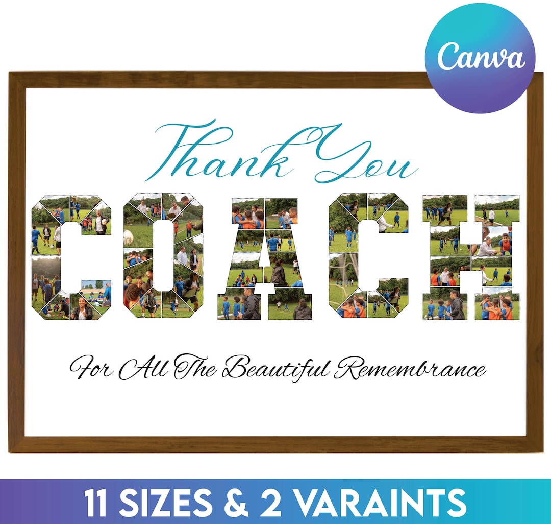 Coach Photo Collage, Gift for Coach Collage, Personalized Coach Frame ...