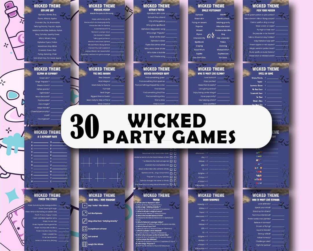 Wicked Games Bundle, 30 Unique Wicked Themed Party Games for Kids and ...
