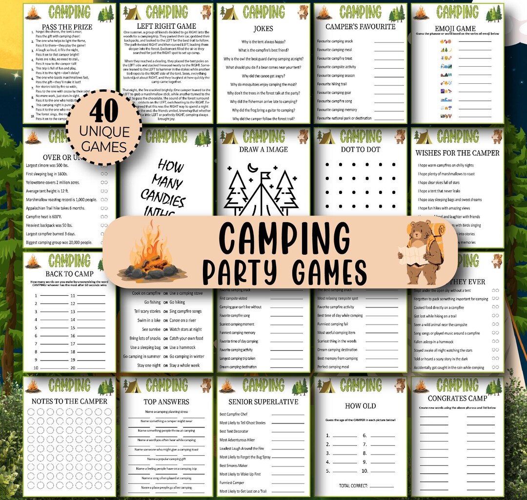 40 Camping Games, Camping Jokes, Camping Left and Right Game, Summer ...