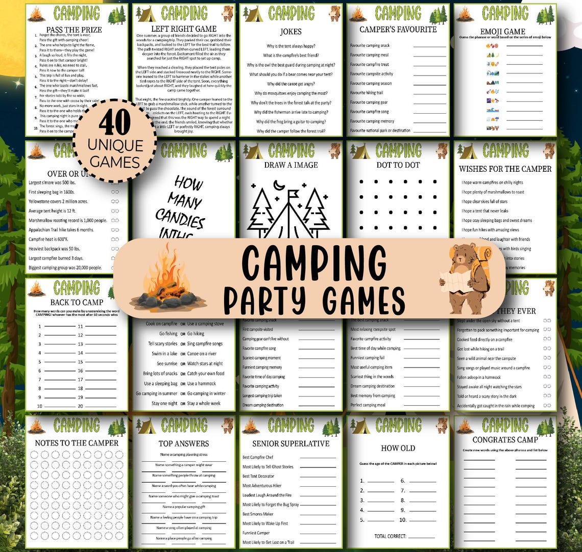 40 Camping Games, Camping Jokes, Camping Left and Right Game, Summer ...