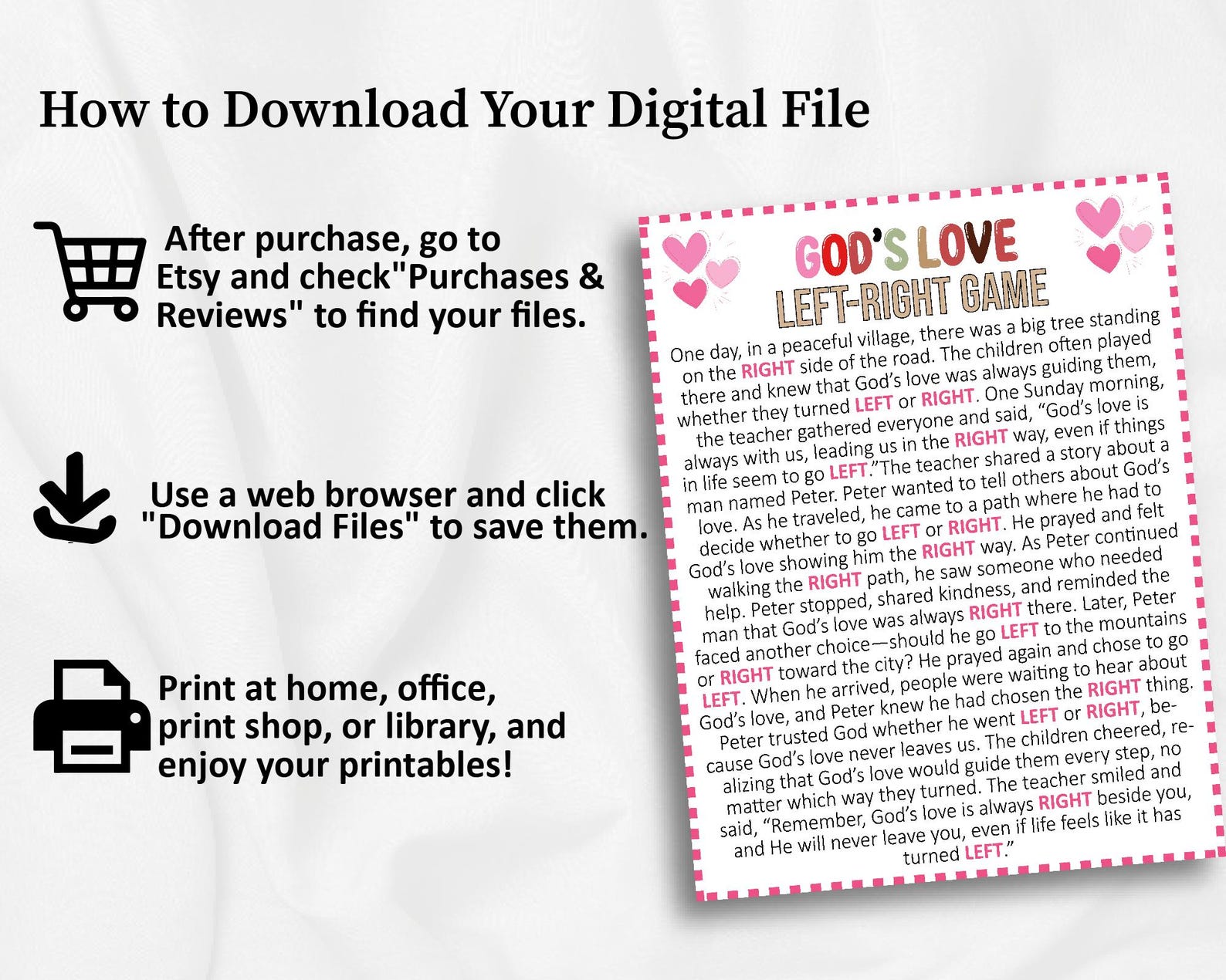 God's Love Left Right Game, Left-right Bible Games, Bible Study Games ...