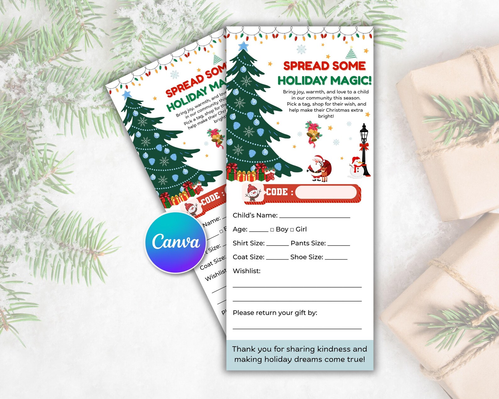 Editable Giving Tree Gift Tags, Donation Slip With Angels Printable ...