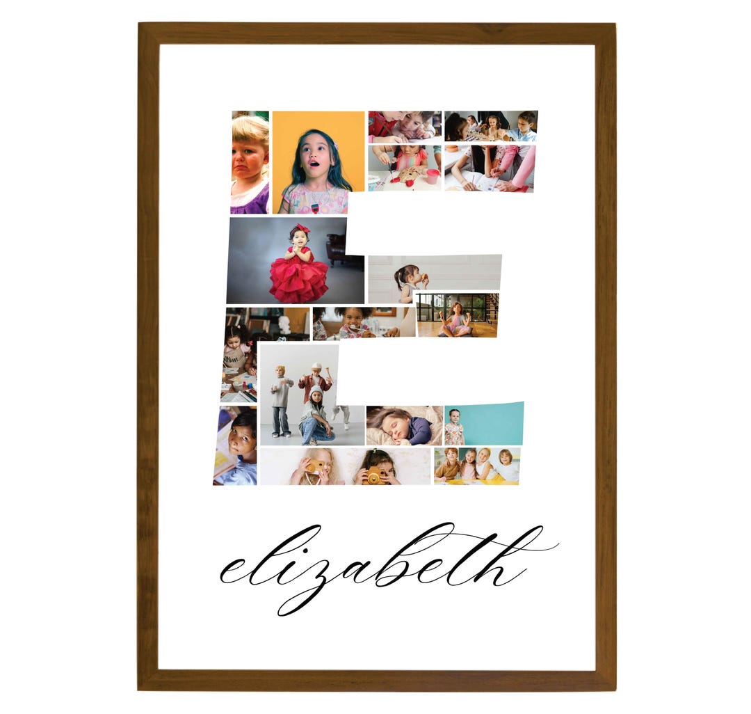 Letter E Photo Collage Template, Drag and Drop Photo, Fillable Letter ...