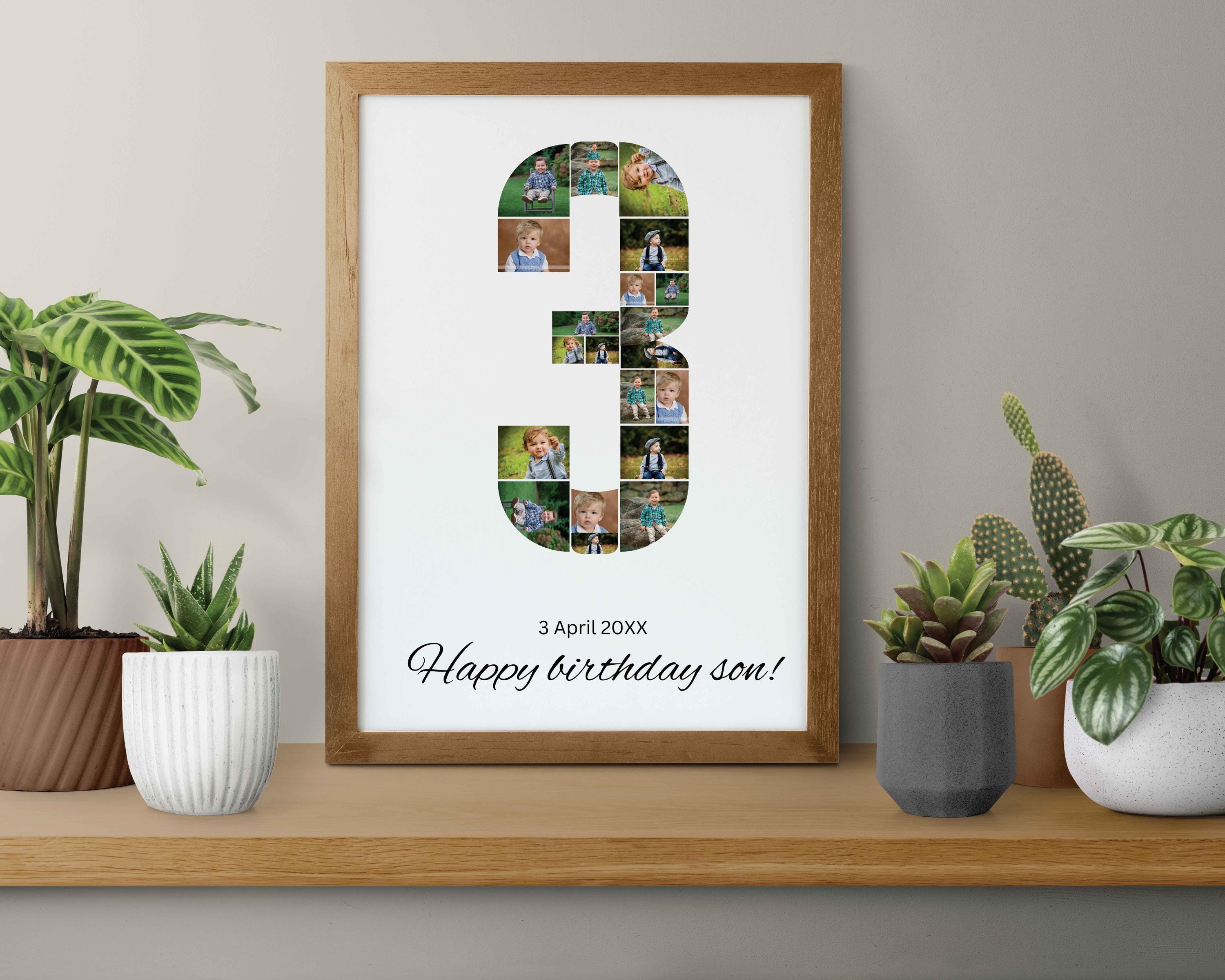 3rd Birthday Photo Collage Template, 3rd Birthday Photo Milestone Sign ...