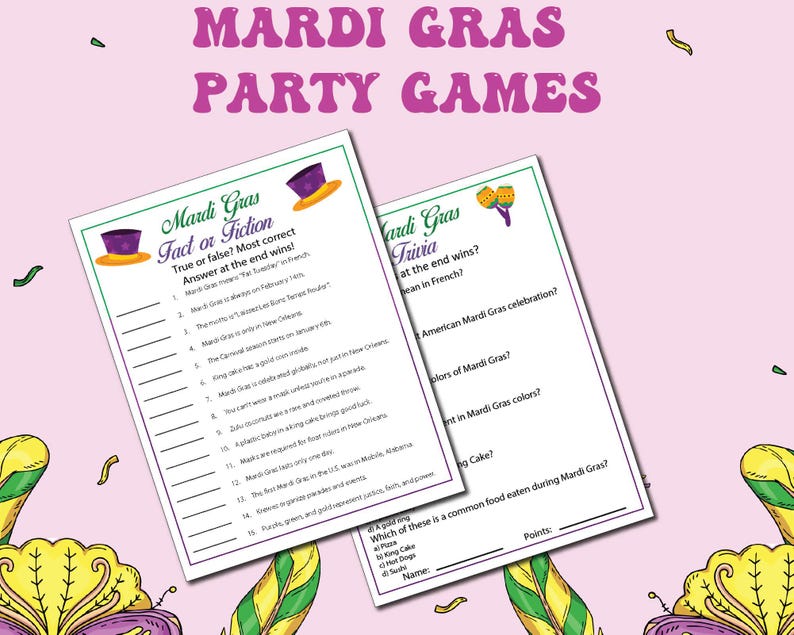 Mardi Gras Games Bundle, Carnival Games Bundle, Mardi Gras Party Games ...