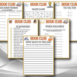 20 Book Club Game Bundle, Reading Group Activities, Book Club Party ...