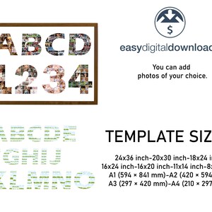 Letters & Numbers Photo Collage Template, Letters Photo Collage ...