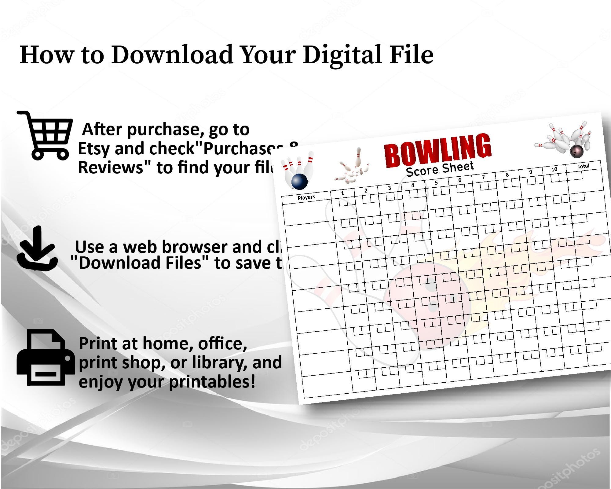 Bowling Score Sheet, Bowling Score Pad, Bowling Score Card, Bowling ...