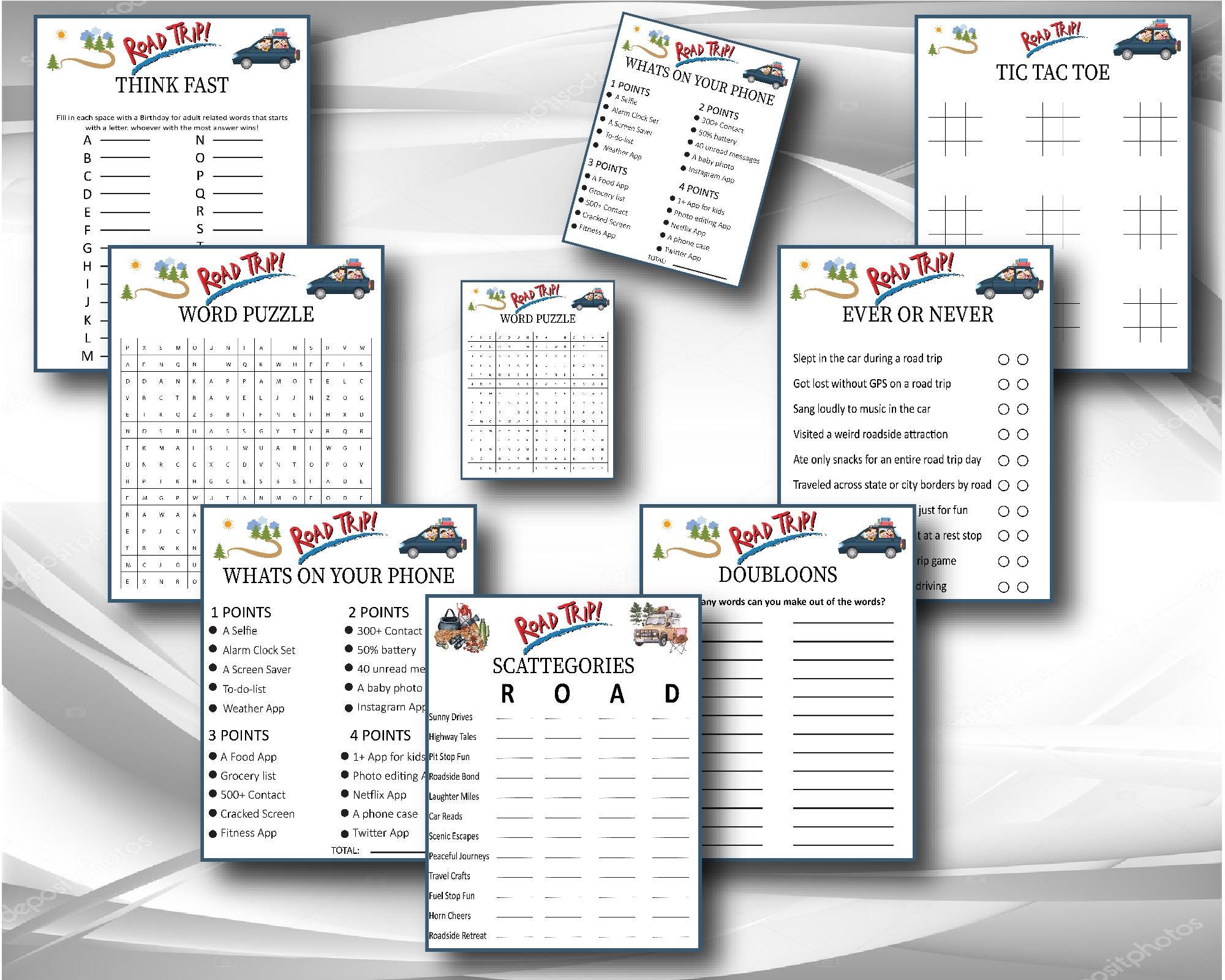 20 Road Trip Party Games, Travel Activities Pack, Road Trip Games ...