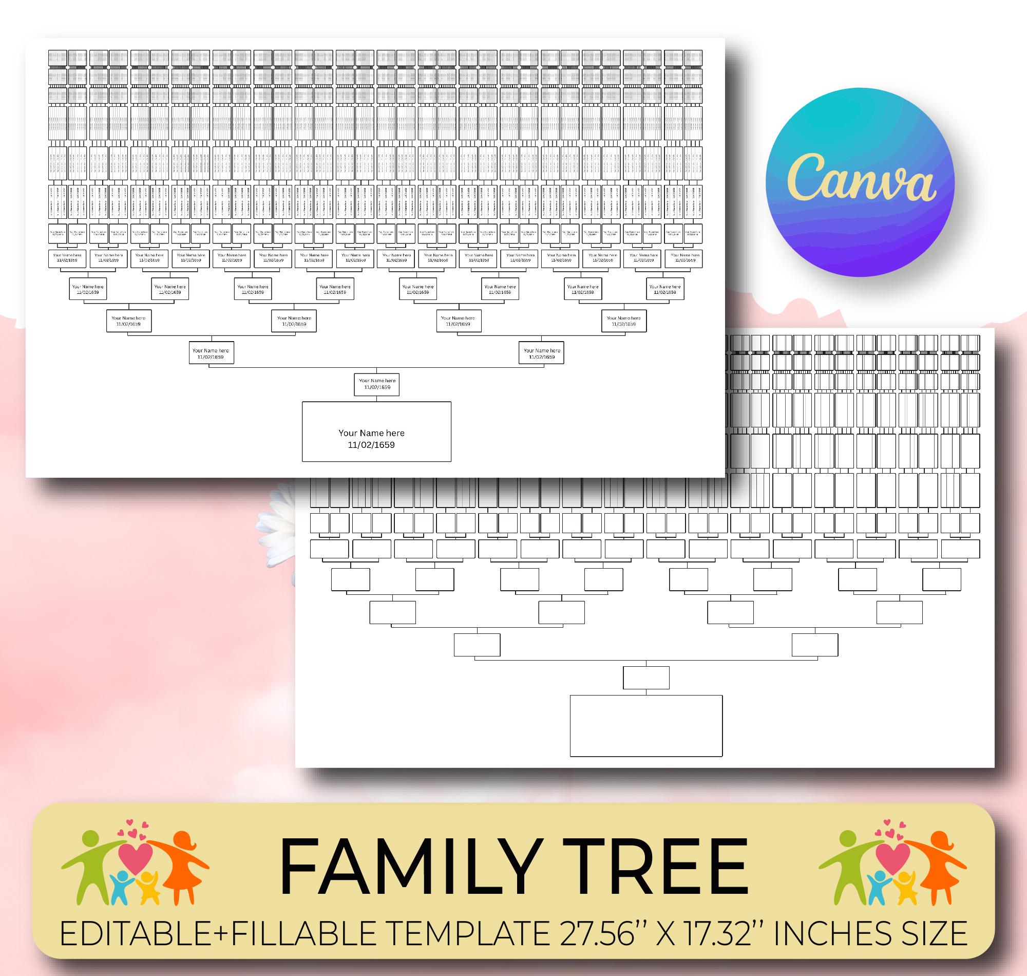 Family Tree Template for 11 Generations, Genealogy Family Tree, Family ...