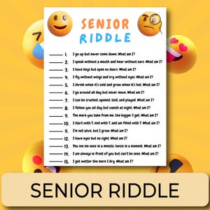 Senior Riddles Game, Game for Seniors, Retiree Games, Senior Citizen ...