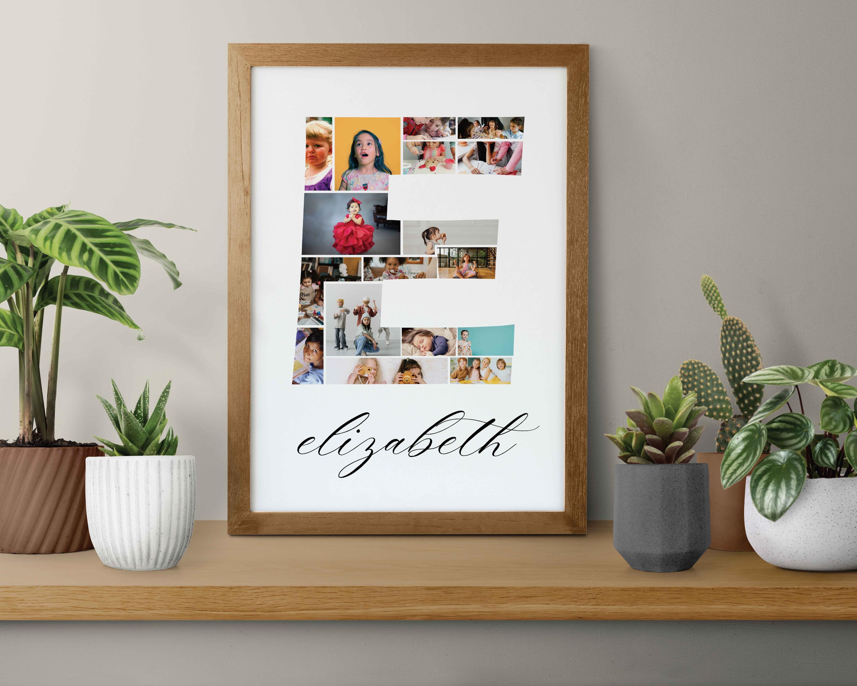 Letter E Photo Collage Template, Drag and Drop Photo, Fillable Letter ...