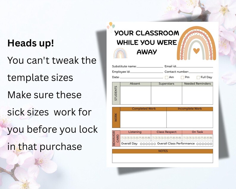 Substitute Teacher Note Template, Substitute Resource Note Feedback ...