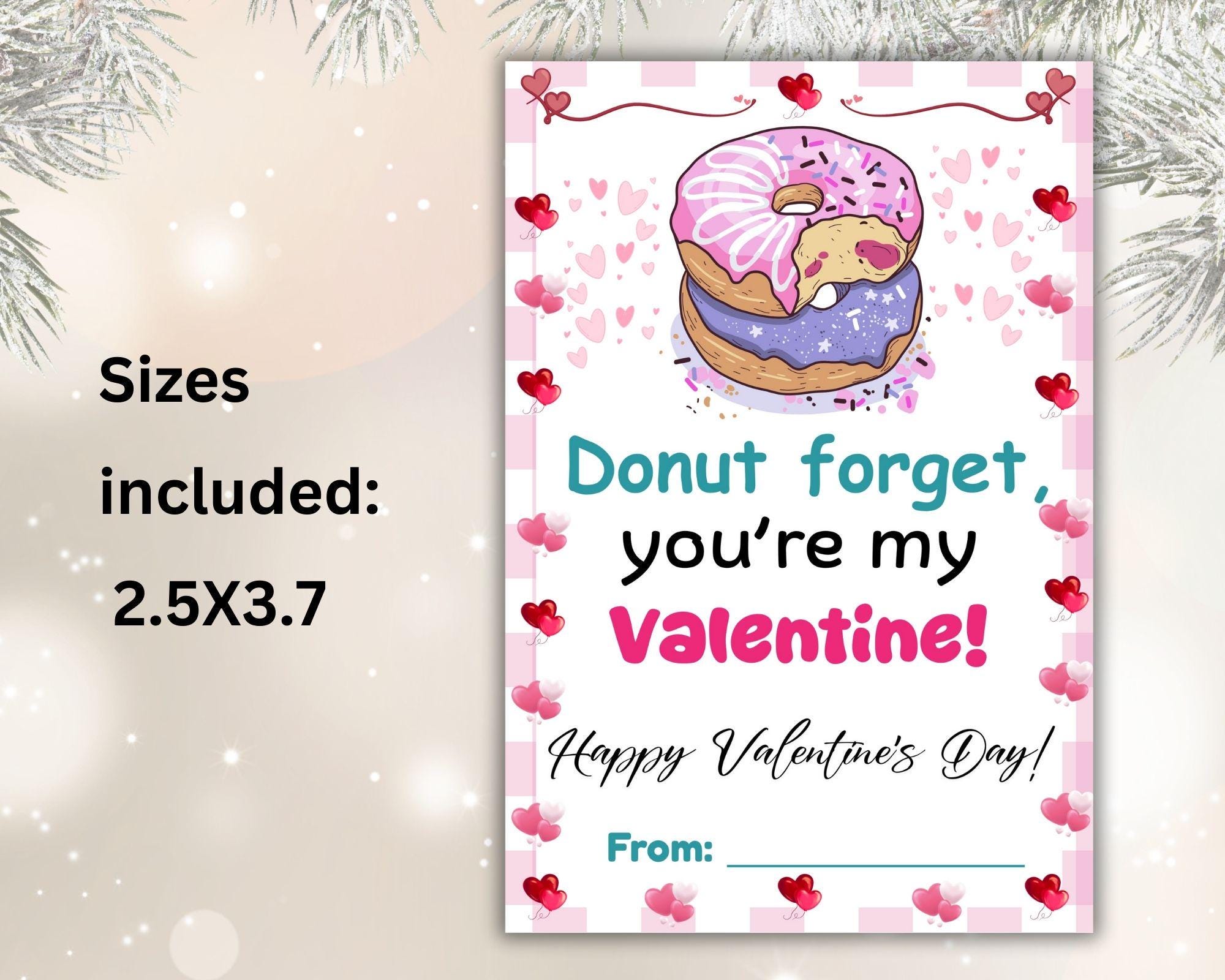 Donut Valentine's Day Printable Tags, Valentine Treat Tags, Valentine ...