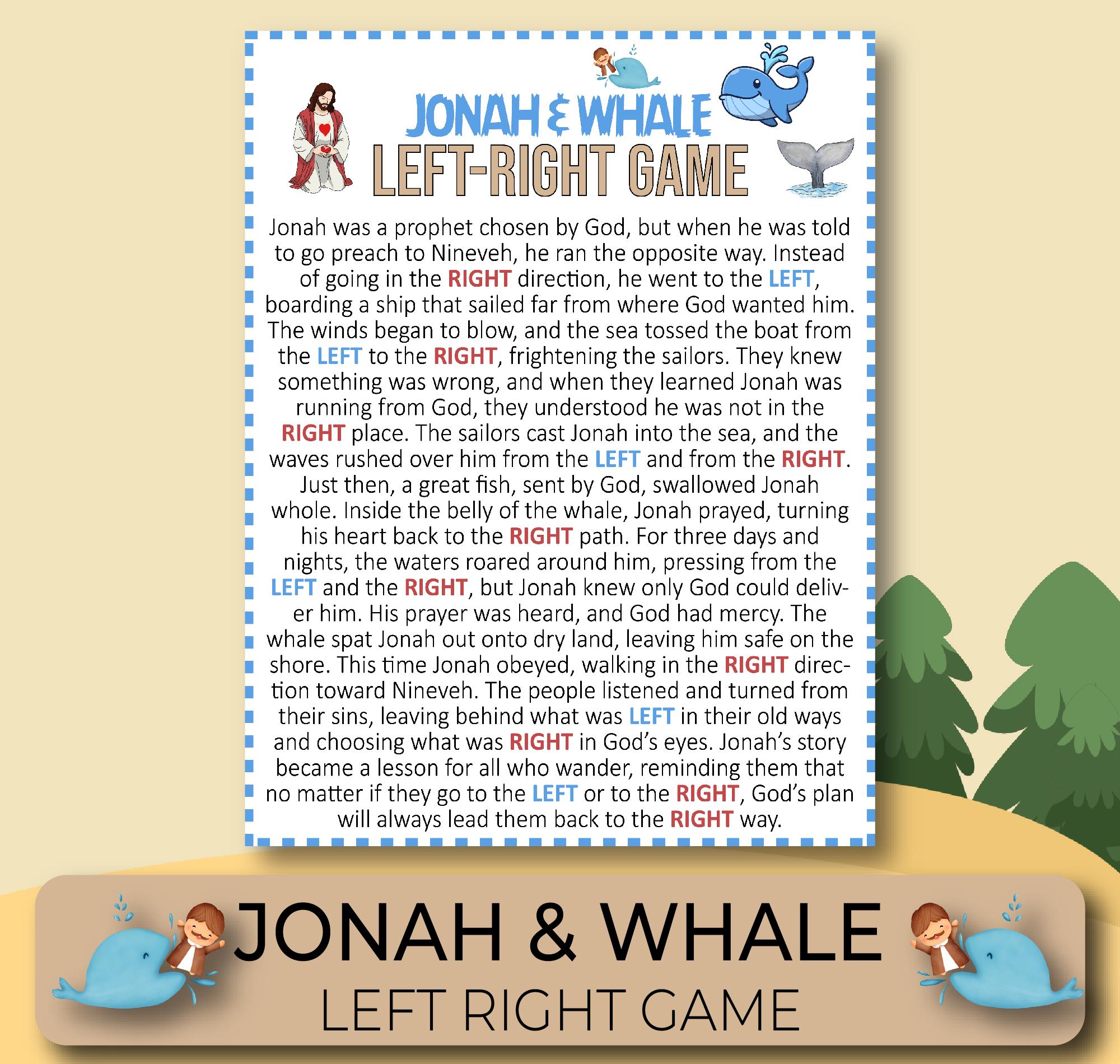 Jonah and the Whale Left Right Game, Sunday School Games, Big Fish ...