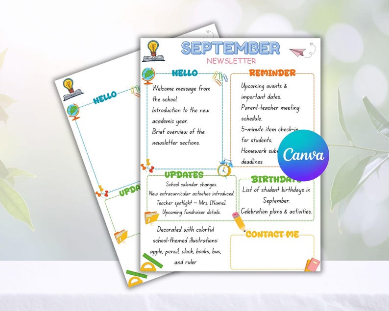 Back to School September Classroom Newsletter, School Newsletter ...