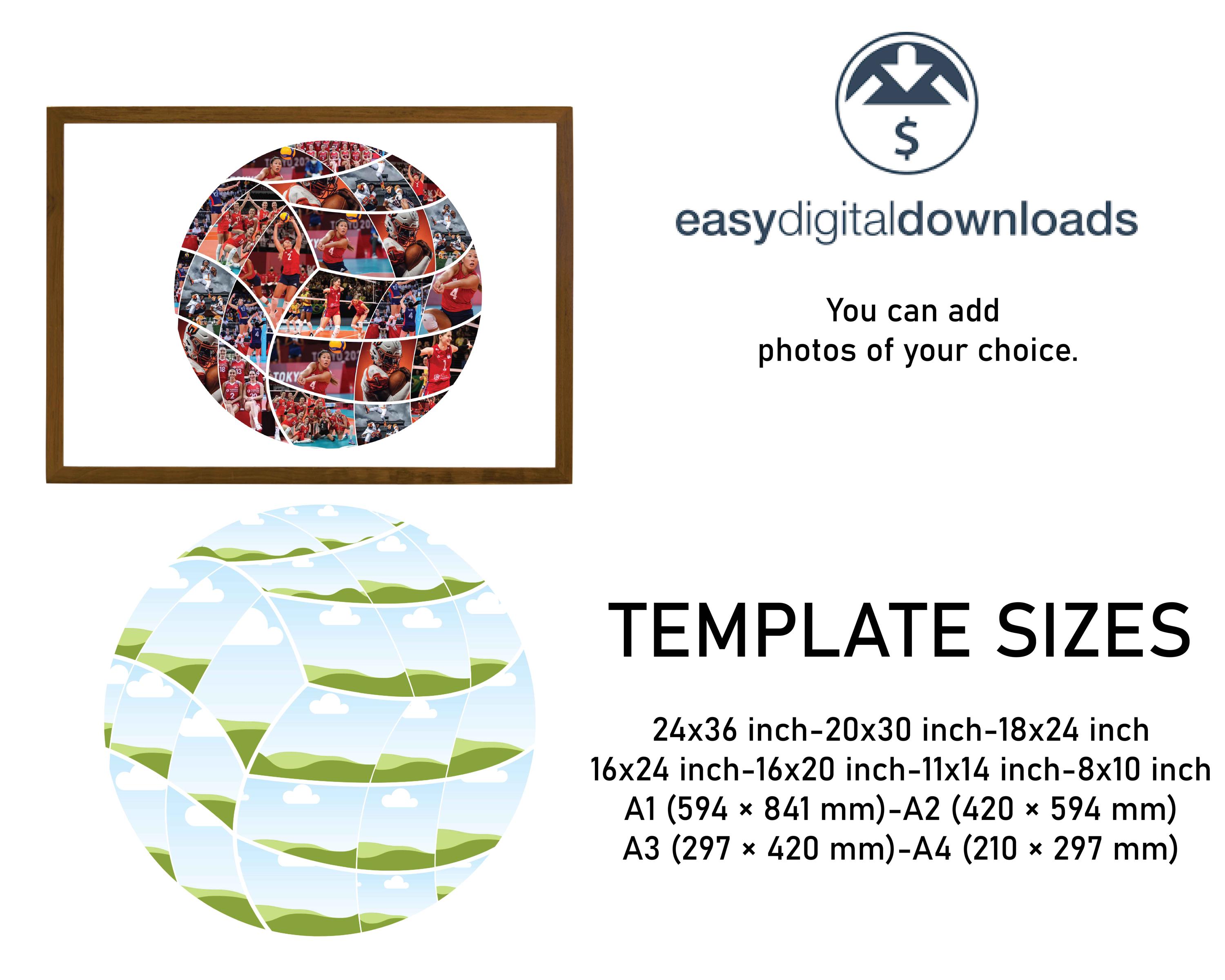 Volleyball Photo Collage Template, Volleyball Picture Collage, Sports ...