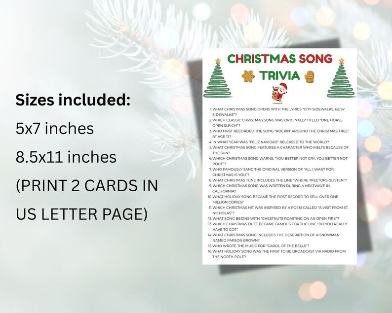 Christmas Song Trivia Game, Christmas Finish the Lyrics Game, Christmas ...