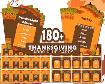 Thanksgiving Taboo Game Cards, Party Game, Printable Thanksgiving ...