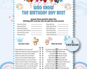 Printable Birthday Game for Boy Birthday, Birthday Trivia Game, How ...