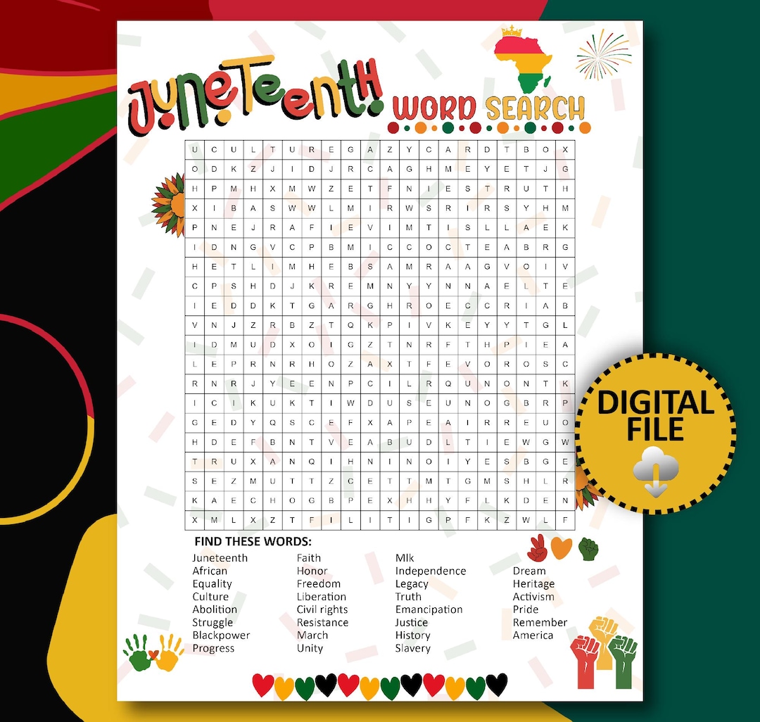 Juneteenth Word Search Game, Juneteenth Quiz, African American History ...