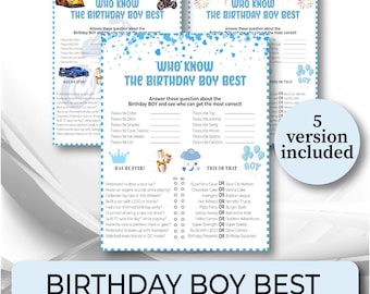 Who Knows the Birthday Boy Best, Birthday Party Game, Birthday Game for ...
