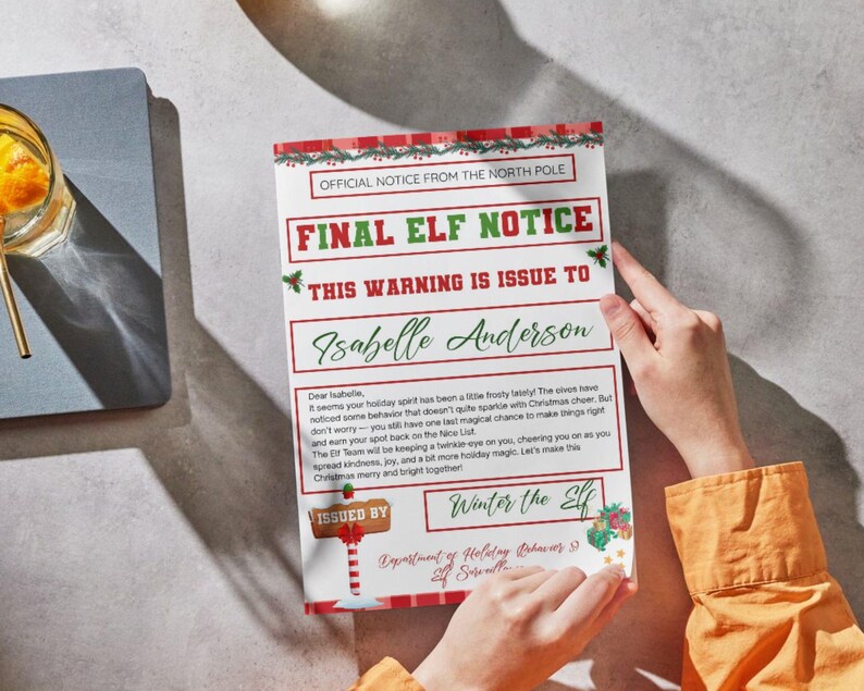 Elf Warning Report Editable Template, Elf Surveillance, Santa Warning ...