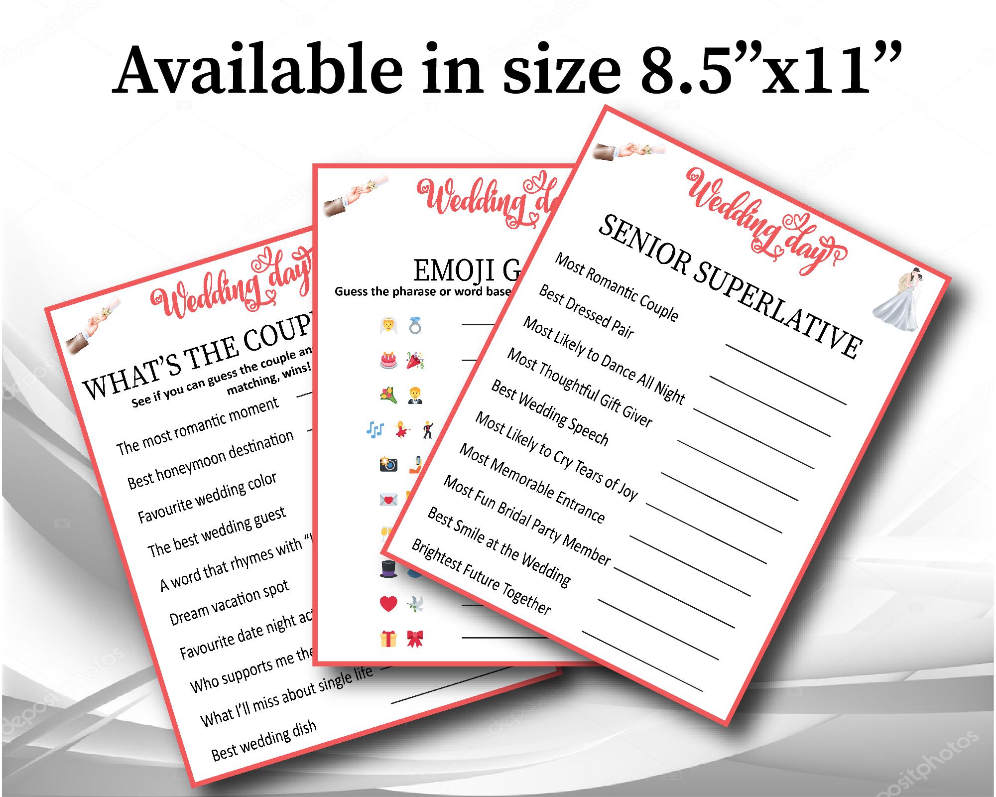 40 Wedding Party Games, Wedding Table Activity, Ice Breaker Wedding ...