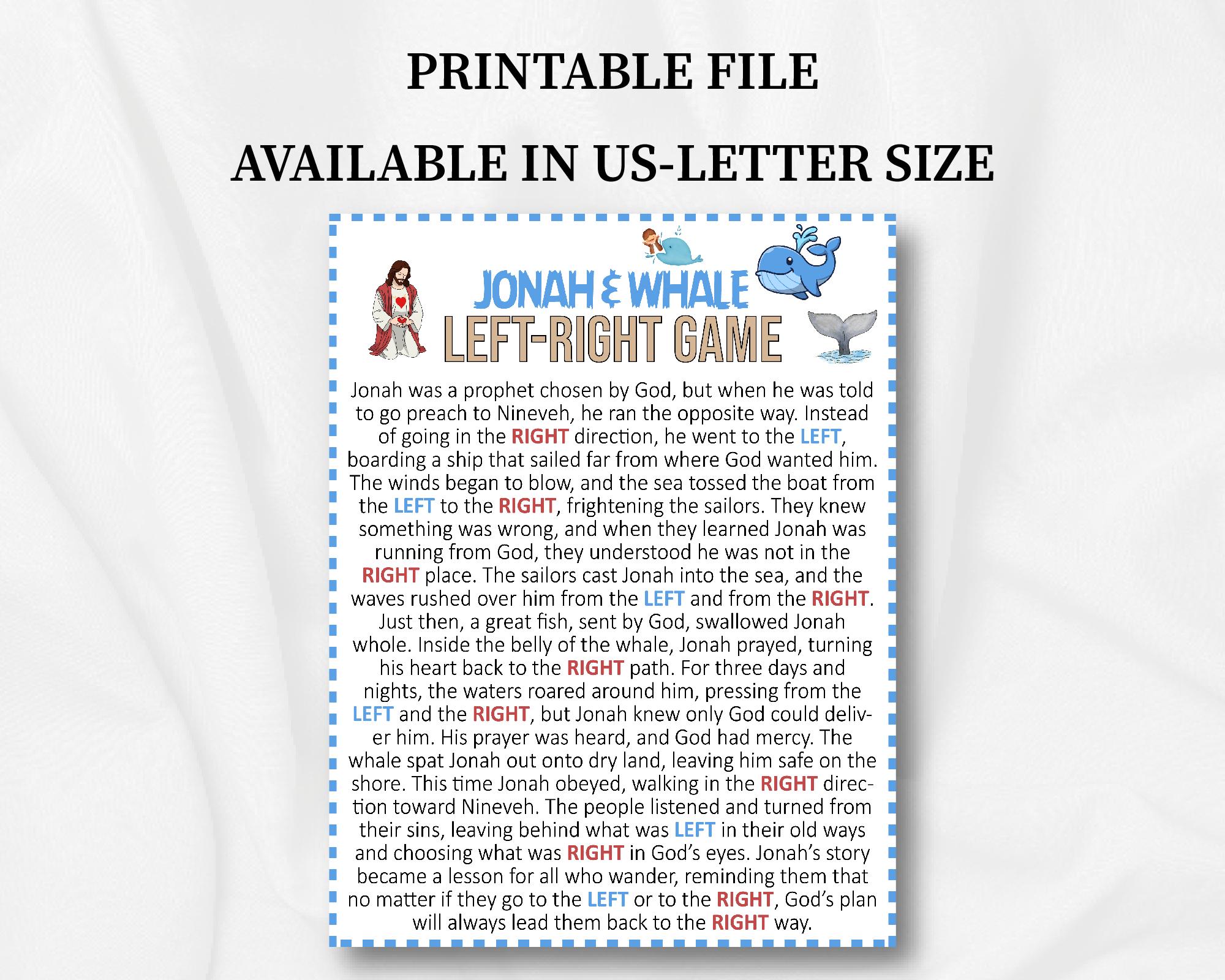 Jonah and the Whale Left Right Game, Sunday School Games, Big Fish ...